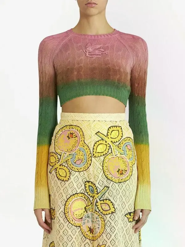 Etro Gradient Cable-knit Cropped Jumper