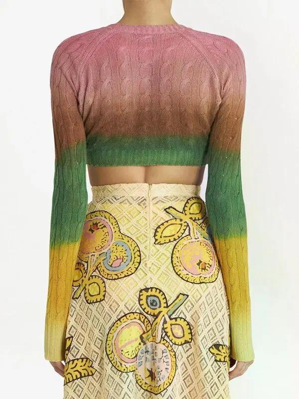 Etro Gradient Cable-knit Cropped Jumper