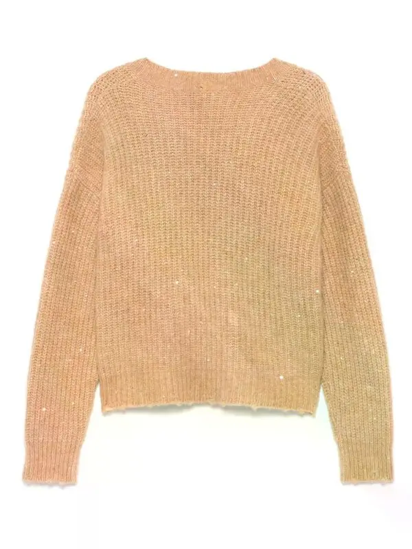 LANEUS Sequined V-neck Sweater