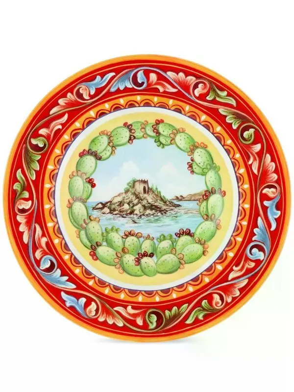 Dolce & Gabbana 2 Piece Fine Porcelain Soup Plate Set - Red