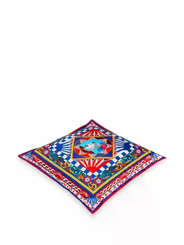 Dolce & Gabbana Large Carretto-print Duchesse Cotton Cushion