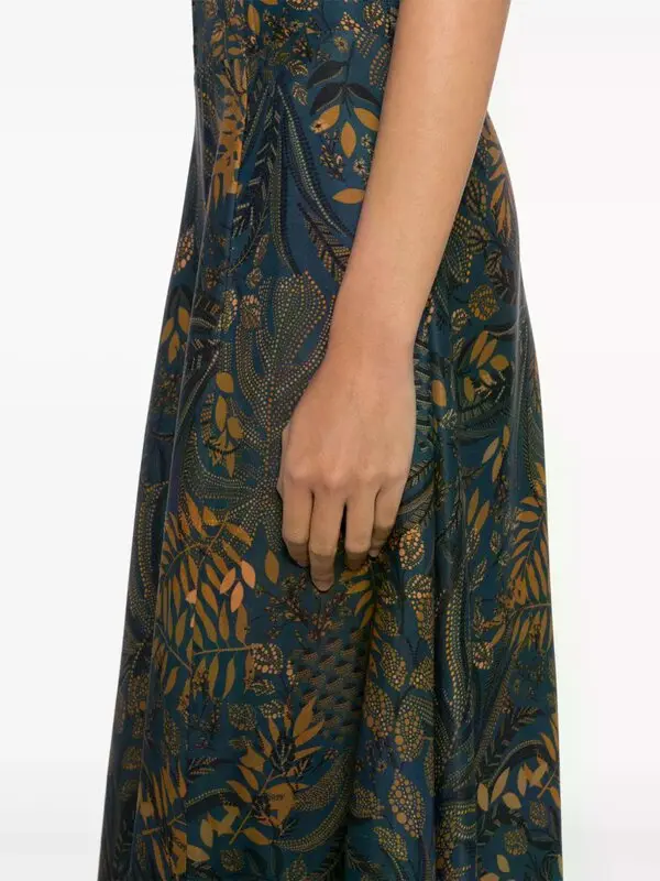 Farm Rio Dotted Forest Teal Maxi Dress