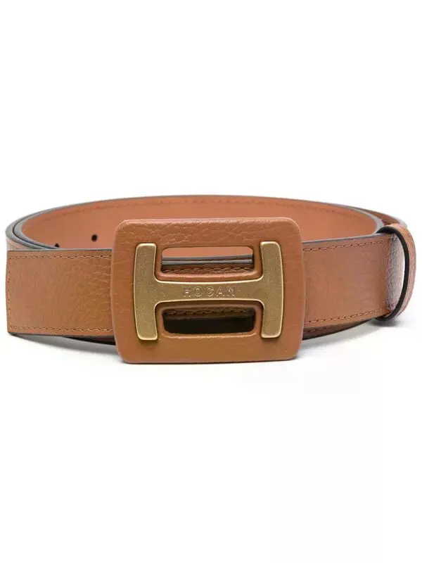 Hogan Logo-plaque Leather Belt - Brown