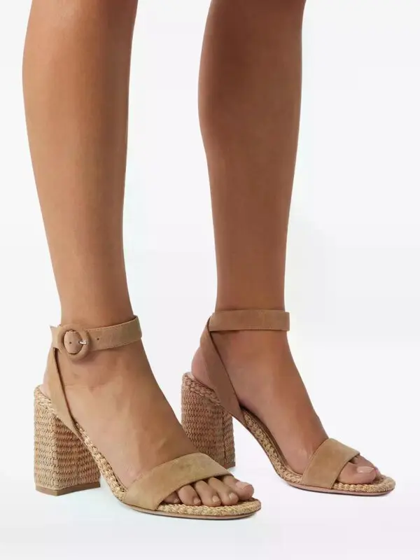 GIANVITO ROSSI Luana Suede Sandals - Neutrals
