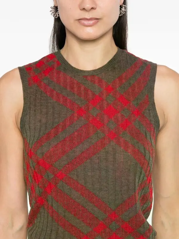 Burberry Check Wool Blend Tank Top
