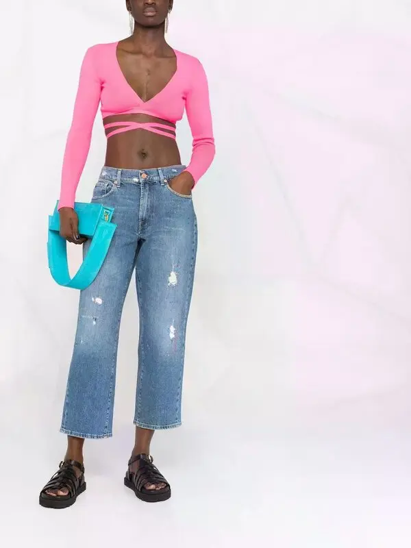 MSGM Lace-up Cropped Top