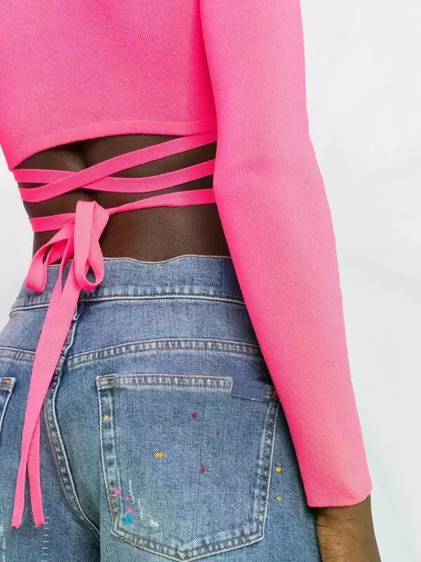 MSGM Lace-up Cropped Top
