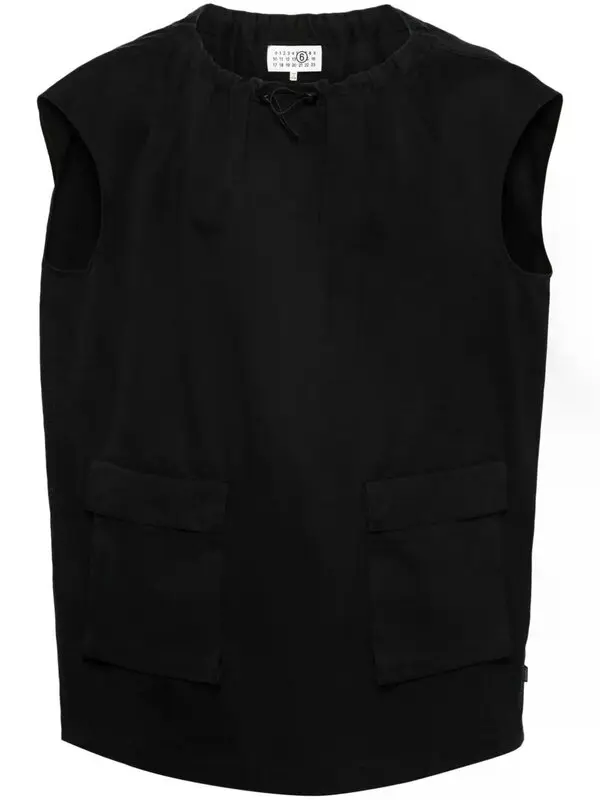 MAISON MARGIELA Gathered-neck Cotton Dress - Black