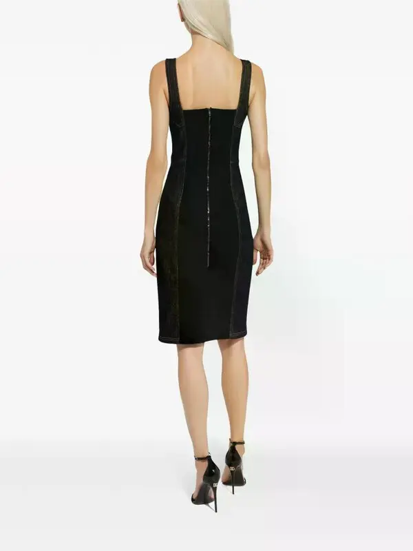 Dolce & Gabbana Logo-plaque Midi Denim Dress