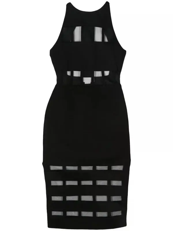 GENNY Semi-sheer Midi Dress - Black