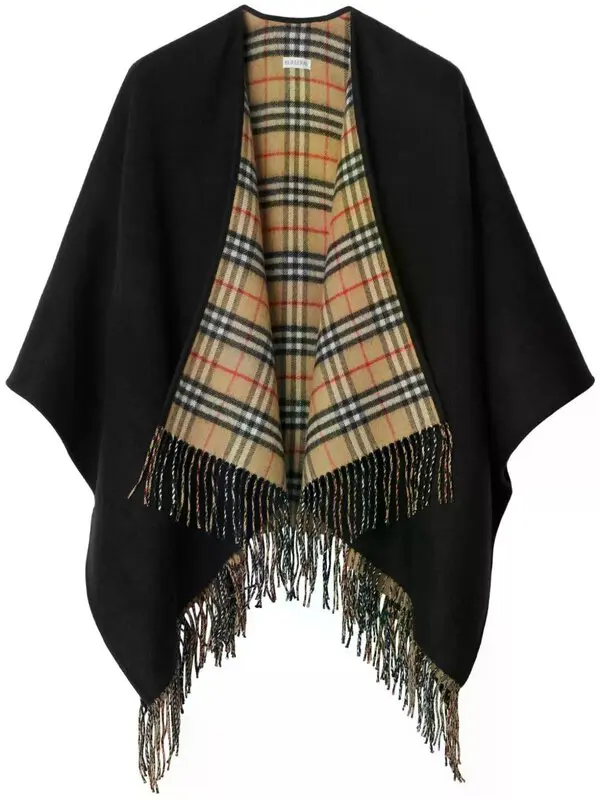 Burberry Reversible Wool Cape - Black