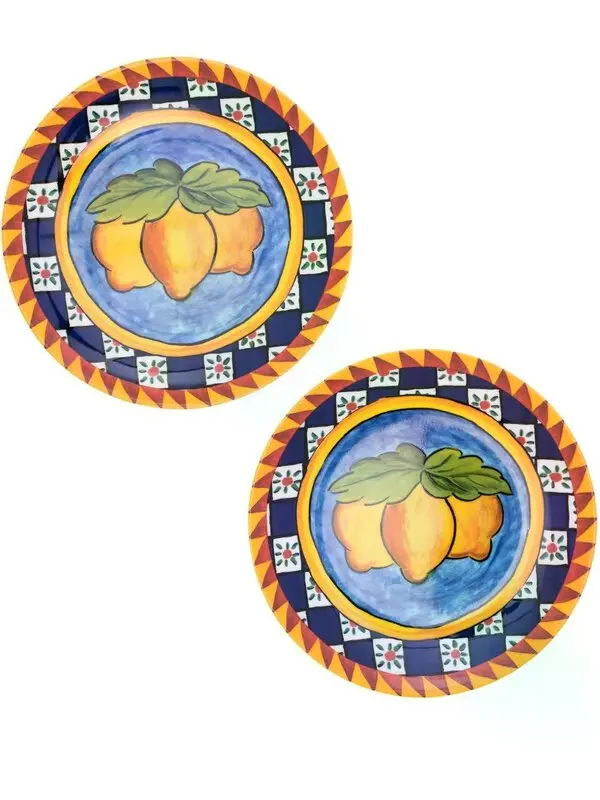 Dolce & Gabbana Carretto-print Dessert Plates - Blue