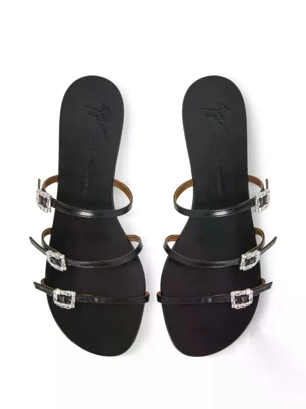 GIUSEPPE ZANOTTI Himari Embellished Flat Sandals - Black