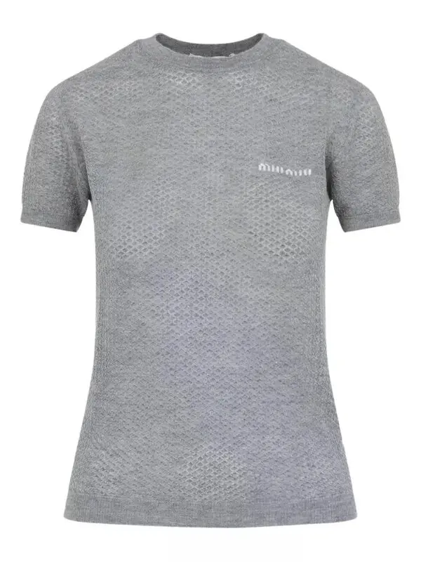 Miu Miu Logo Intarsia T-shirt