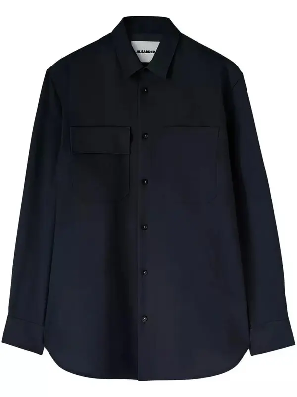 JIL SANDER Long-sleeved Wool Shirt - Blue
