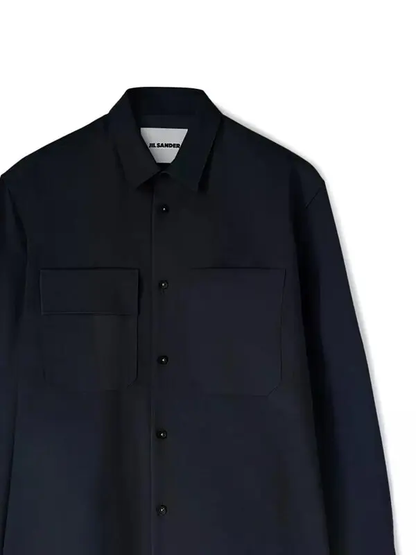JIL SANDER Long-sleeved Wool Shirt - Blue
