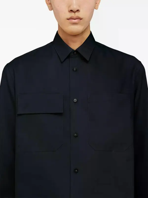 JIL SANDER Long-sleeved Wool Shirt - Blue