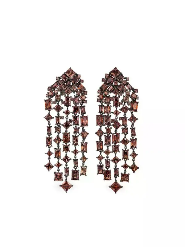 ANABELA CHAN Rhodium Cascade Quartz Earrings - Brown