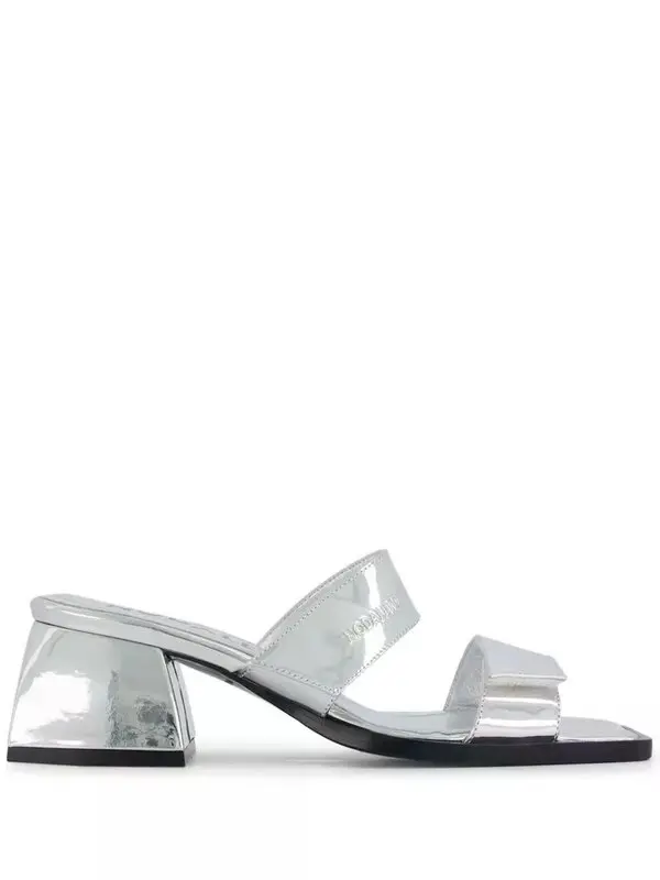 NODALETO Tone Leather Embossed Logo Sandals