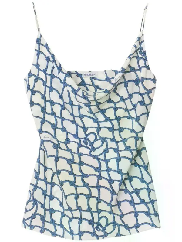 Burberry Printed Silk Top - Blue