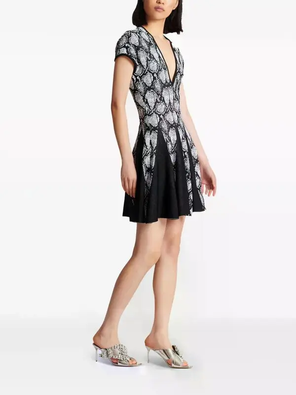 Balmain Python-jacquard Knitted Skater Dress