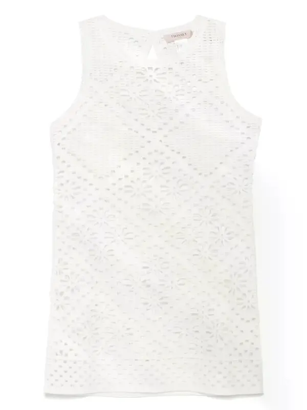 TWINSET Crochet-knit Mini Dress - White