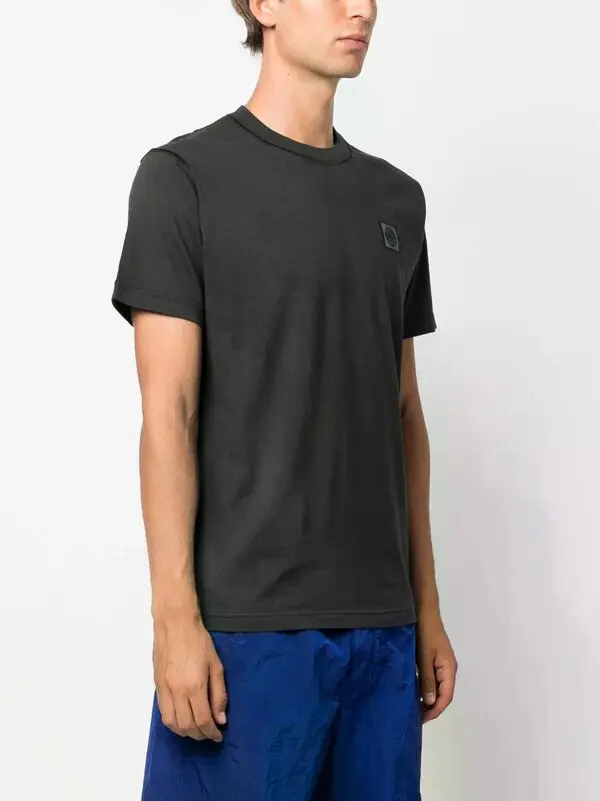Stone Island Compass-patch Cotton T-shirt - Grey