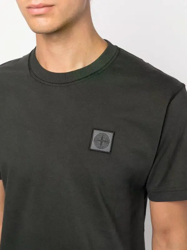 Stone Island Compass-patch Cotton T-shirt - Grey
