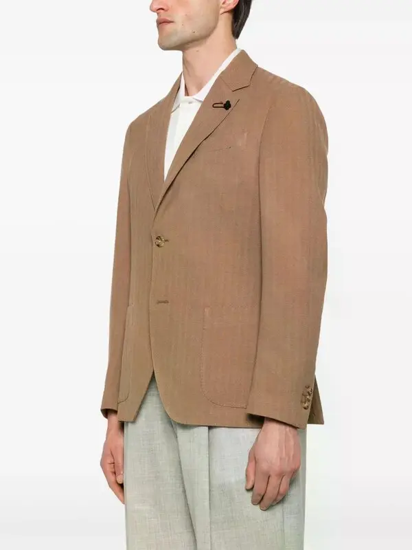 LARDINI Herringbone Blazer - Brown