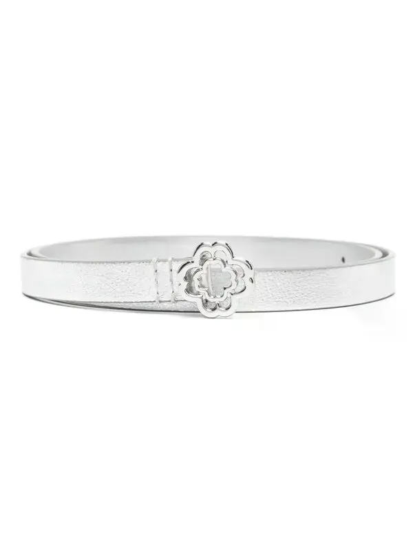 Maje Clover Slim Leather Belt - Silver