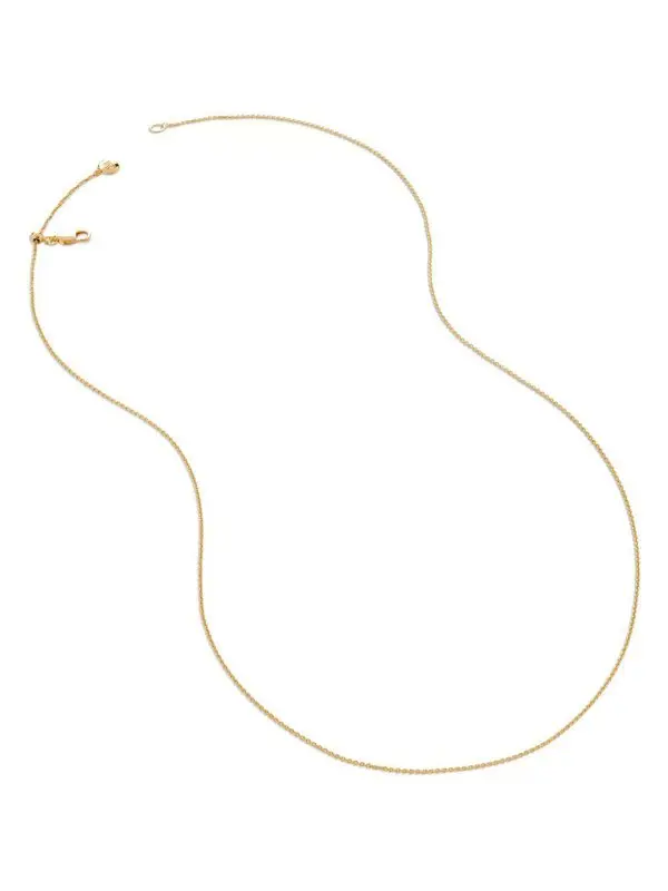 Monica Vinader 18k Yellow Vermeil Fine Chain Necklace With Logo Charm - Gold