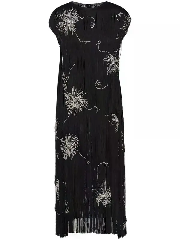 Prada Fringed Embroidered Dress