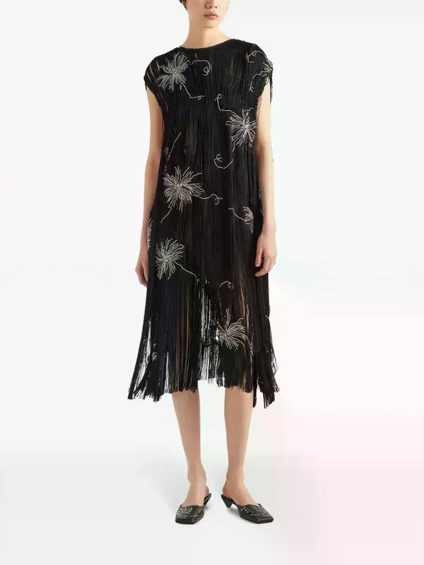 Prada Fringed Embroidered Dress