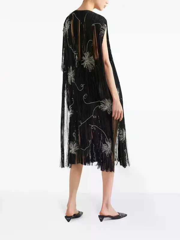 Prada Fringed Embroidered Dress