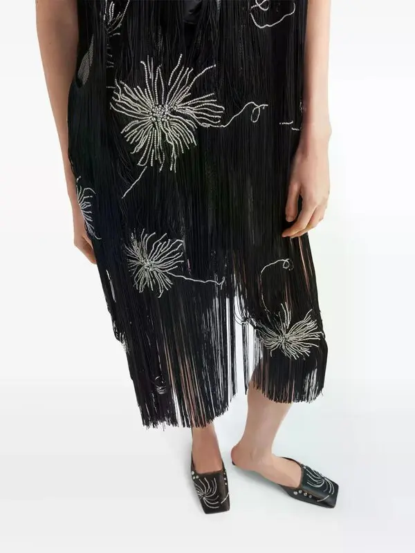 Prada Fringed Embroidered Dress