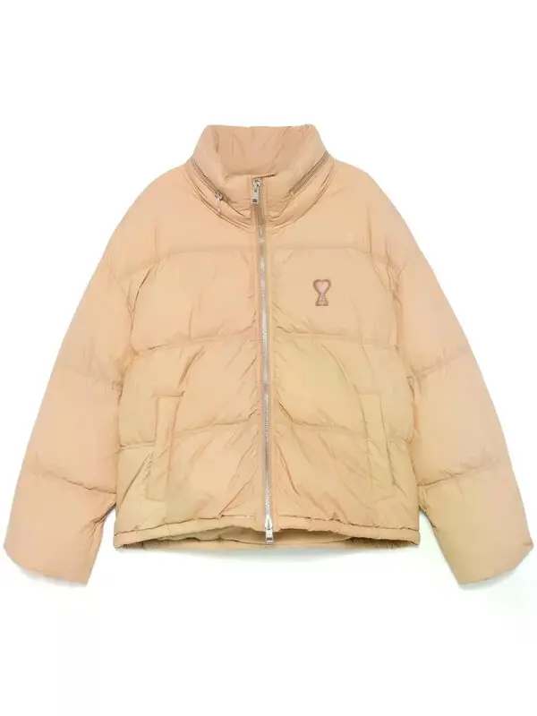 AMI Paris De Coeur Puffer Jacket - Brown