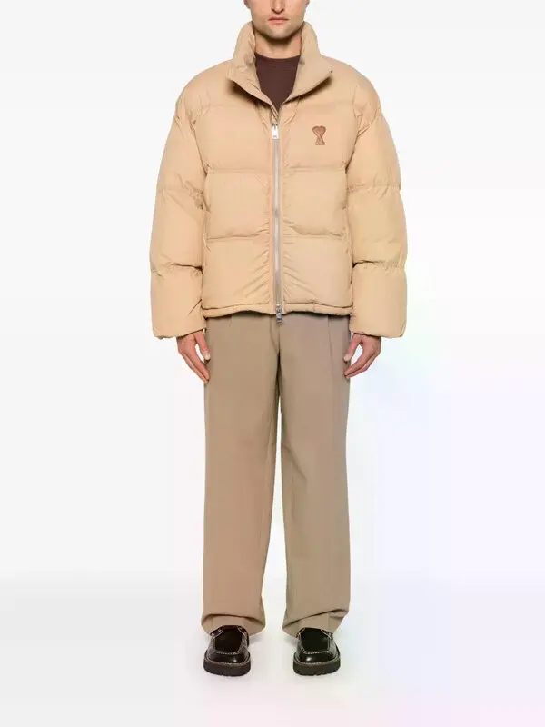 AMI Paris De Coeur Puffer Jacket - Brown