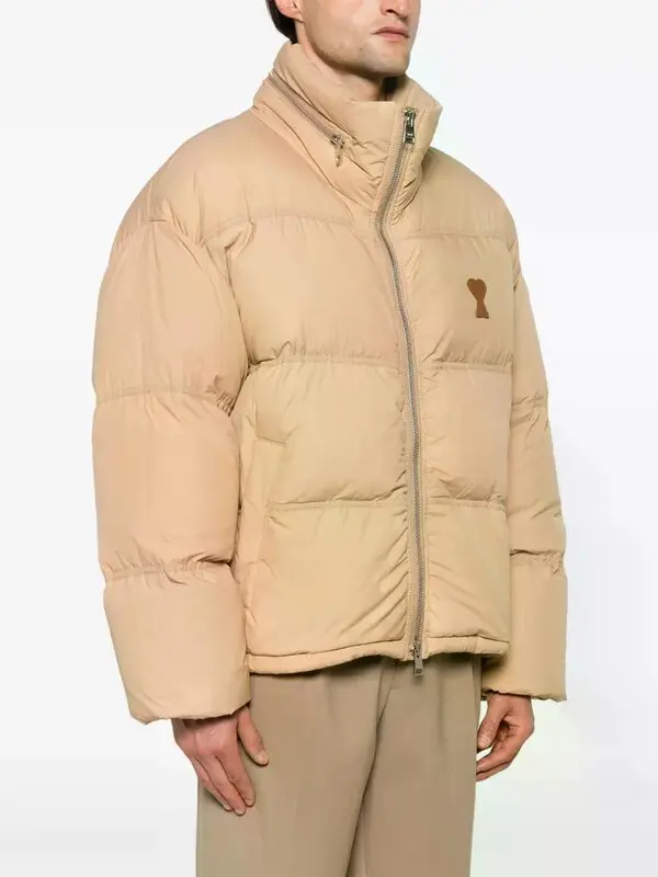 AMI Paris De Coeur Puffer Jacket - Brown