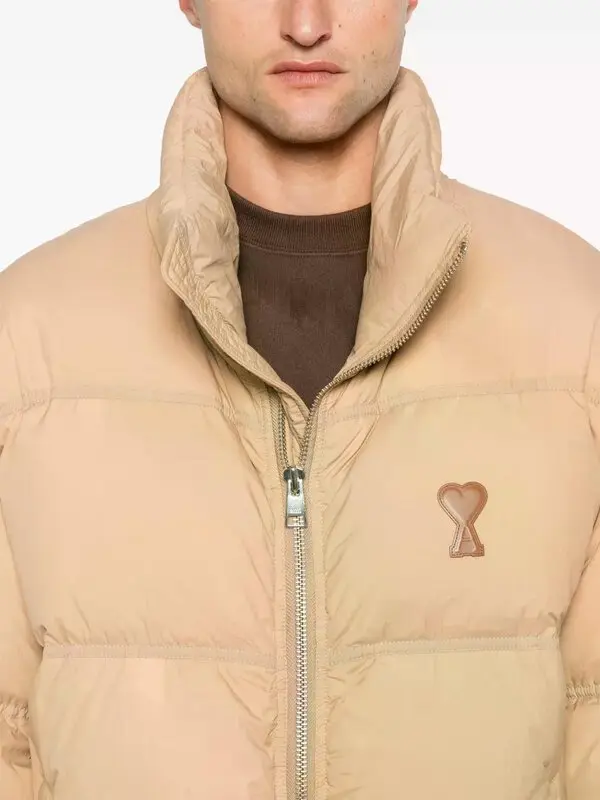 AMI Paris De Coeur Puffer Jacket - Brown