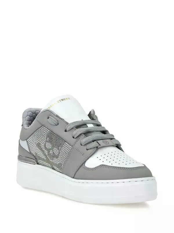 Philipp Plein Crystal Lo-top Leather Sneakers