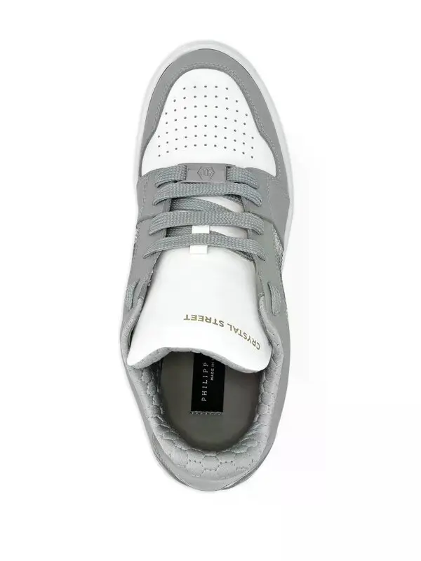 Philipp Plein Crystal Lo-top Leather Sneakers