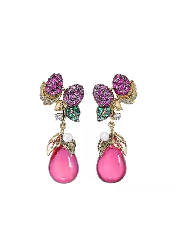 ANABELA CHAN 18kt Yellow Gold Vermeil Multi-stone Drop Earrings - Red