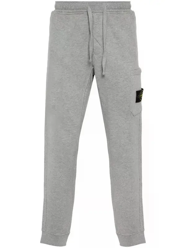 Stone Island Compass Badge Mélange Tapered Trousers - Grey