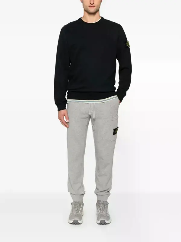 Stone Island Compass Badge Mélange Tapered Trousers - Grey