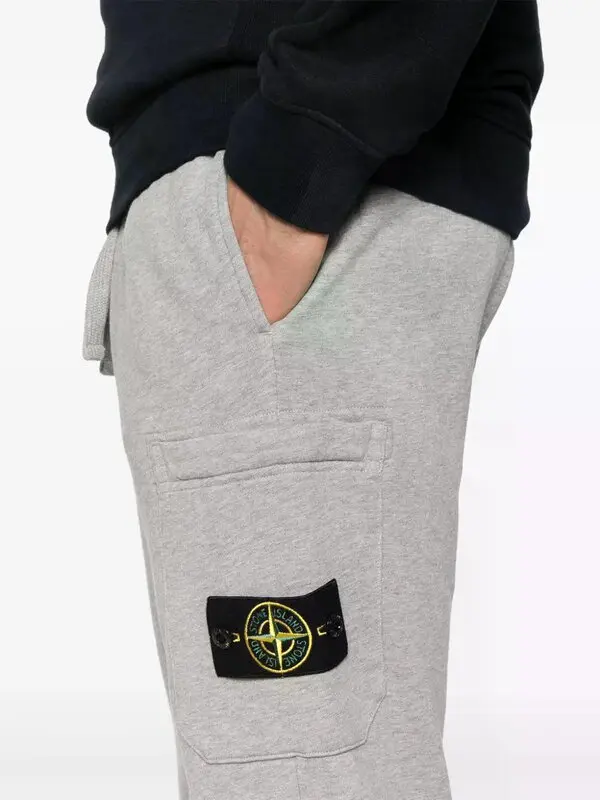 Stone Island Compass Badge Mélange Tapered Trousers - Grey