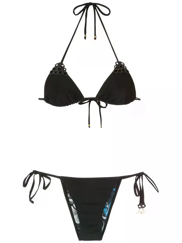 AMIR SLAMA Embellished Triangle Bikini Set - Black