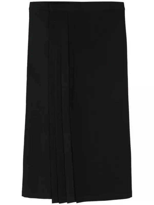 Yohji Yamamoto Pleated Wool Midi Skirt