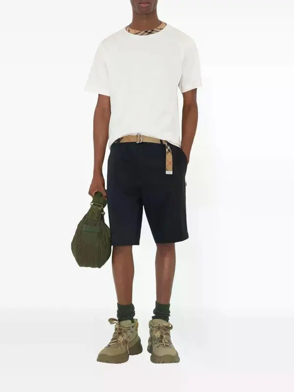 Burberry Cotton Twill Shorts With Embroidered Equestrian Knight Design
