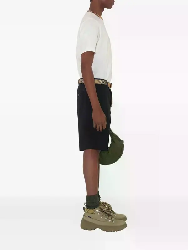Burberry Cotton Twill Shorts With Embroidered Equestrian Knight Design