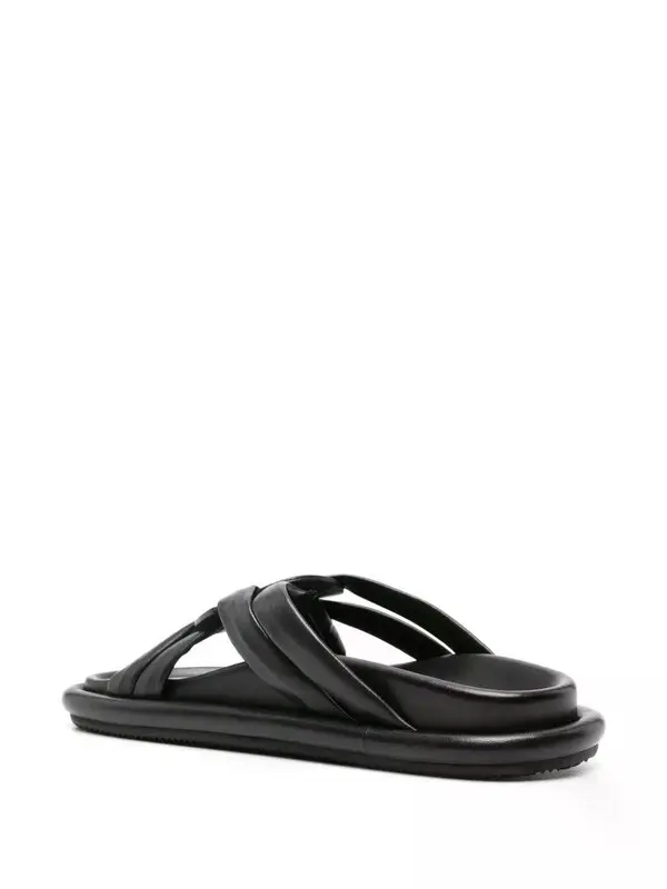 Moncler Bell Crossover-strap Leather Slides - Black